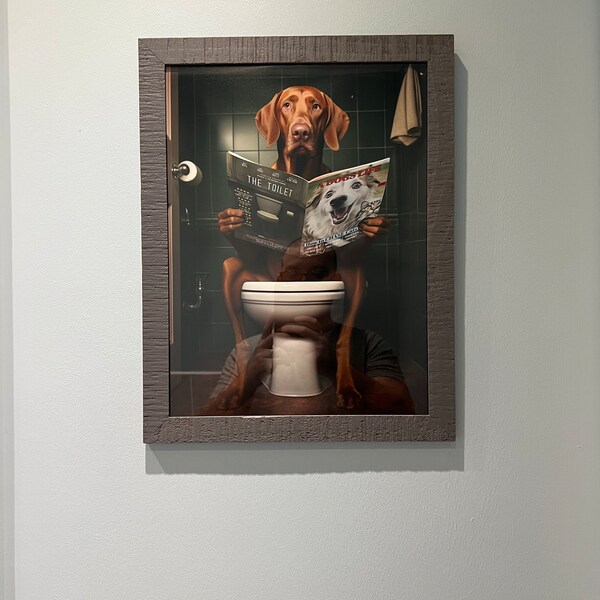 Brown Cockapoo on the Loo, Funny Toilet Humour Dog Print - Etsy
