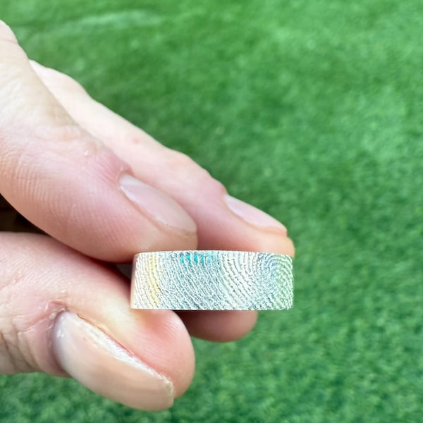 Actual Fingerprint Ring, Custom Engraved Fingerprint Ring,personalized Fingerprint Band, Promise ...