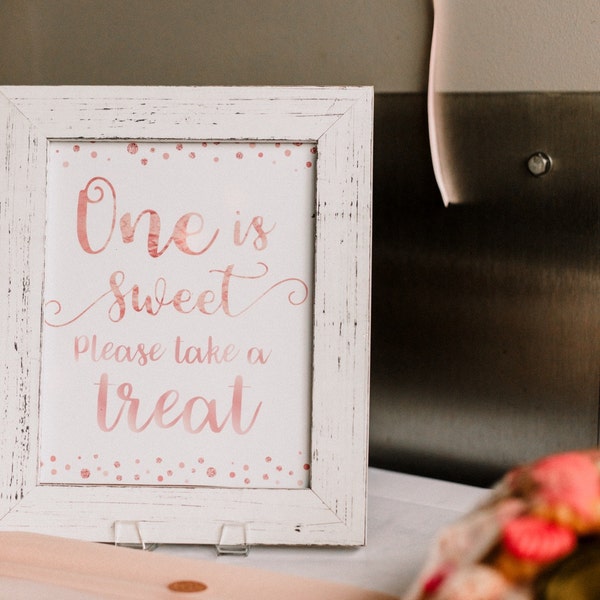 ONE is Sweet Take a Treat 8x10 Poster Rose Gold | Girls 1st Birthday ...