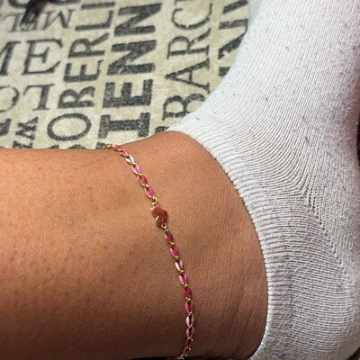 Pink Multi Color Enamel Chain, Multi Color Chain, Permanent Jewelry ...