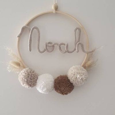 Guirlande fanion vert sauge Camel et écru pour chambre bébé enfant ...