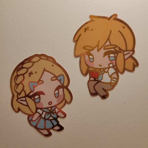 BOTW School Days Zelda & Link Small Gold Stickers / Legend of Zelda ...