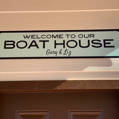 Boat House Sign, Personalized Welcome Family Name Sign, Custom Metal ...