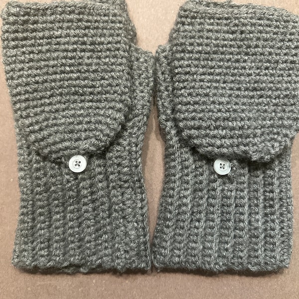 Easy Fingerless Mittens With Flaps. Adult and Child Sizes. PDF Pattern ...