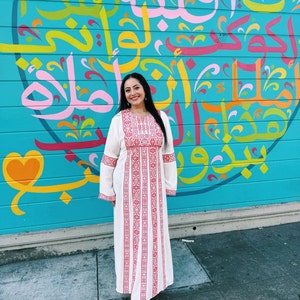 Palestinian Thobe Tatreez Embroidery Dress Black and Red Yashmak - Etsy