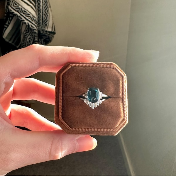 Olive Green 3 Slot Ring Box, Olive Green Velvet Triple Ring Box, Olive ...