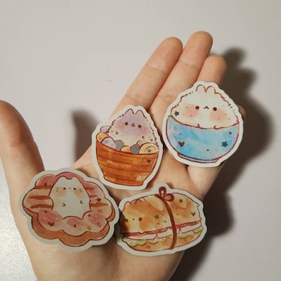 Cute Animal Foodies 2 Stickers/ Matte/ Holographic/ Die Cut Stickers ...