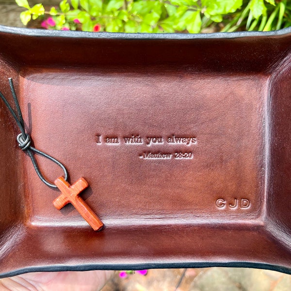 Large Handcrafted Leather Valet Tray. Paper Sized Leather Letter Tray ...