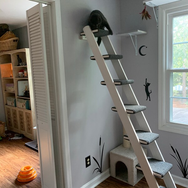 Cat Ladder - 7 Step Pine, Customizable | Movable Cat Perch – Always ...