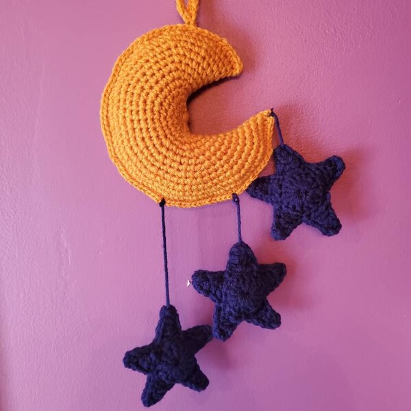 CROCHET PATTERN for the Moon and Stars Crochet Wall Hanging, Nursery ...