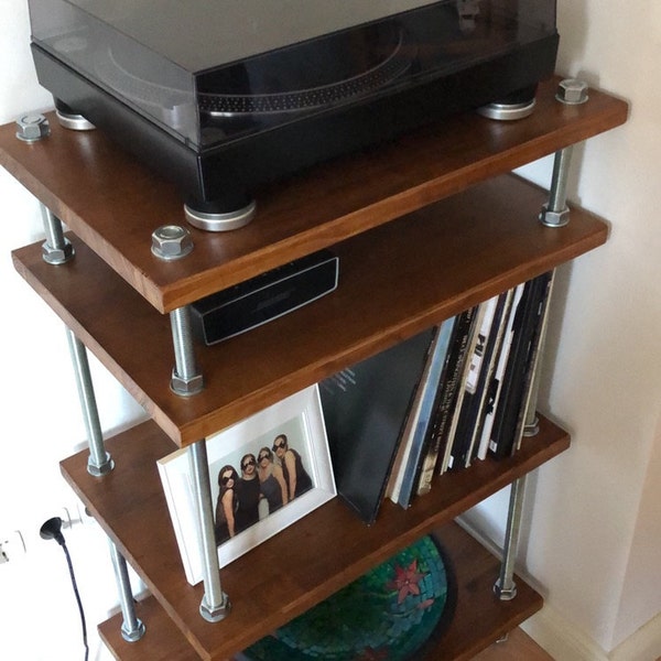 Threaded Rod Stand, Vinyl Record Stand, Shelving Cabinet, Industrial ...