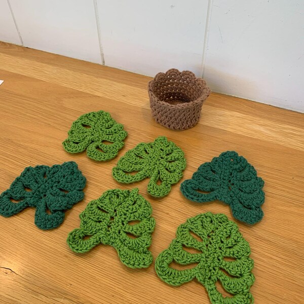 CROCHET PATTERN - Monstera Leaf Coaster Set Crochet Pattern Plant ...
