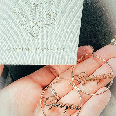 Name Hoop Earrings Silver Hoops Gold Hoop Earrings Personalized Earring ...