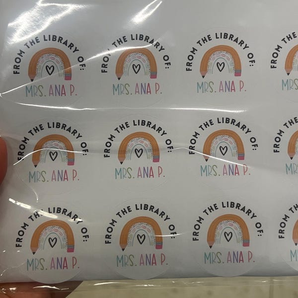 Personalized Teacher Name Stickers: Book Labels (2.6” X 1”) - Etsy