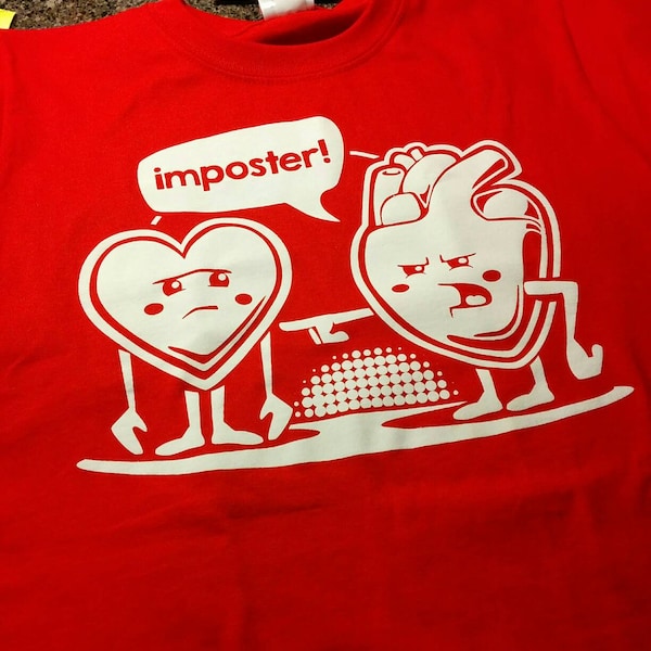 Impostor Heart T-shirt Valentine's Day Hearts Red Heart T-shirt Funny ...
