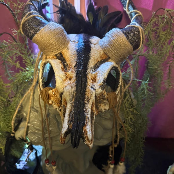 Ram Horn Skull Pagan Viking Ritual Skull Witchcraft Skull Deer Antler ...