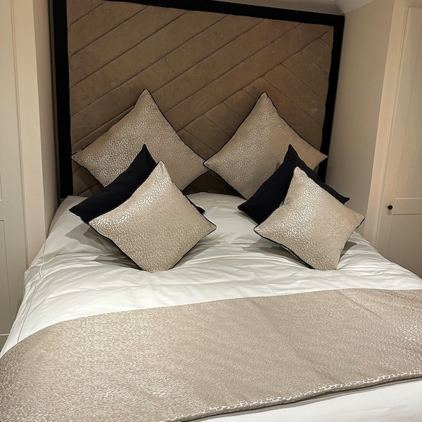 Elegant Champagne Cushion Cover With Black Piping - Luxury Antelope ...