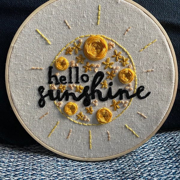 Hello, Sunshine PDF ONLY- Instant Download Handstitched Embroidery ...