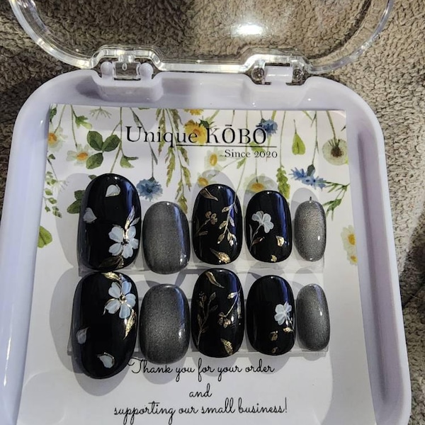 Elegant Butler-inspired Nails – Sebastian & Ciel Press-on Nails, Hand ...