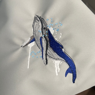 Blue Whale Machine Embroidery Design for Light Fabrics Whale Embroidery ...