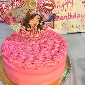 Cake Topper With Shaker, Black & Pink Cake Topper, Pink Party Theme ...