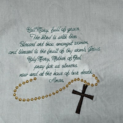 Hail Mary Prayer Machine Embroidery Design, Christian Cross & Rosary ...