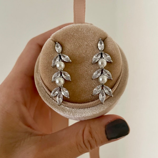 Gold Pearl Drop Earrings Bridal Gold Earrings for Bride Wedding ...