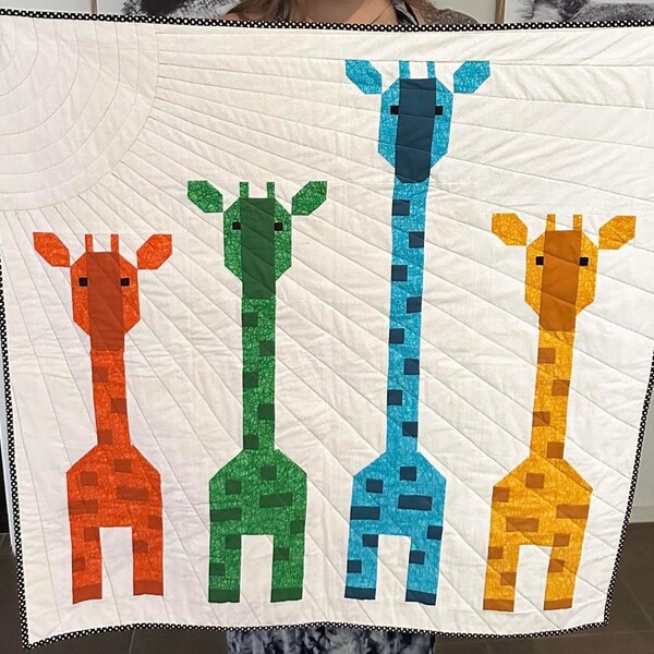 Giraffes in a Row Quilt Pattern, PDF Instant Download Modern Patchwork ...