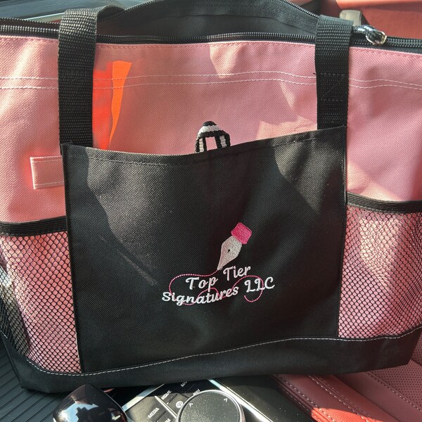 Notary Public Personalized Zippered Tote Bag With Mesh Pockets, Beach ...