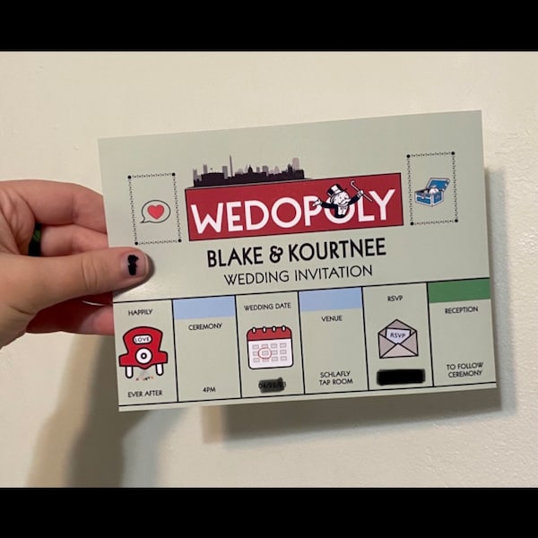 Personalised Monopoly Themed Board Game Wedding Invitation or ...