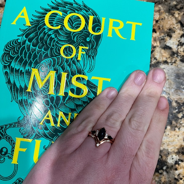 Coffin Kite Galaxy Sandstone Ring- 14K Rose Gold Vermeil Unique ...