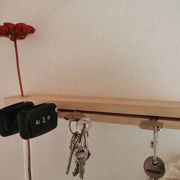 Wooden Key Holder With Vase for Flowers I Key Hooks Wall Decoration ...