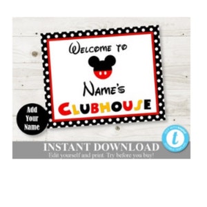 INSTANT DOWNLOAD Printable Classic Mouse Large 8x10 Sign Package / 12 ...
