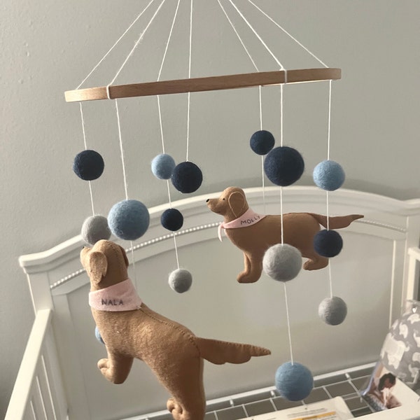 Dog Mobile for Nursery, Golden Retriever Dog Baby Mobile, Gender ...