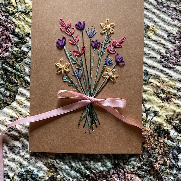 Flower Garden Embroidered Card Designs: Hand Sewn Card Instructions ...