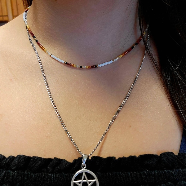 Rattlesnake Reverse Seed Bead Choker ⋄ Handmade Boho Beaded Jewelry ⋄ ...