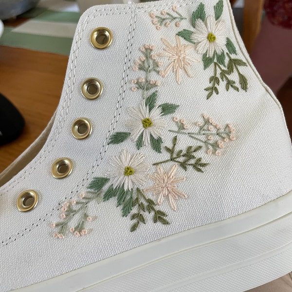 Embroidery Converse/custom Wedding Shoes/converse Embroidery/birthday ...