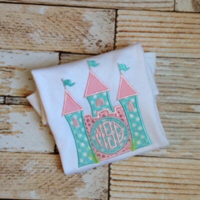 Castle Monogram Princess Digital Machine Embroidery Applique Design 4 ...