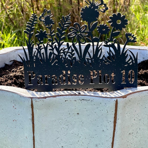 Custom Garden Sign With Stake, Flower Design Personalized Garden Sign ...