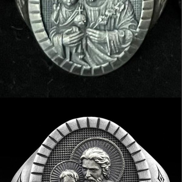 Handmade Saint Joseph Signet Ring for Men , Christian Saint Ring in ...