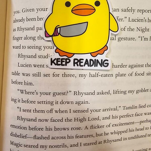 Chick Duck With Knife Magnetic Bookmark, Duck Meme Bookmarks, Handmade ...