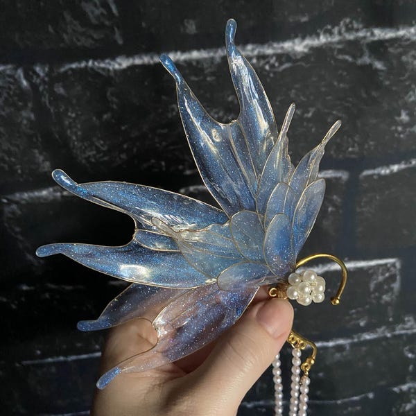 Elf Ears Cuff With Moon Star Chain Gothic Witch Wrap Earrings Fairy Ear ...