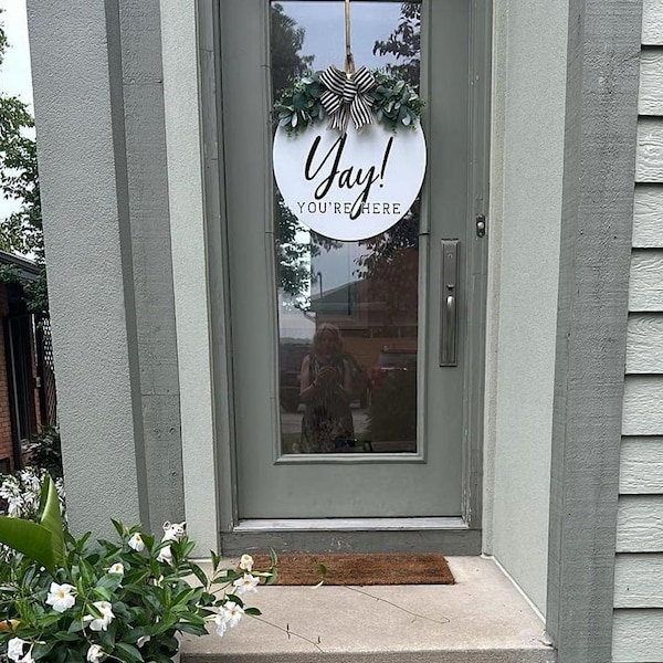 Front Door Decor | Yay You're Here! | Front Door Wreath | Year Round ...