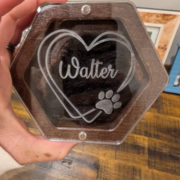Wooden Pet Hair Memorial Box, Personalised Pet Fur Keepsake, Dog Hair ...
