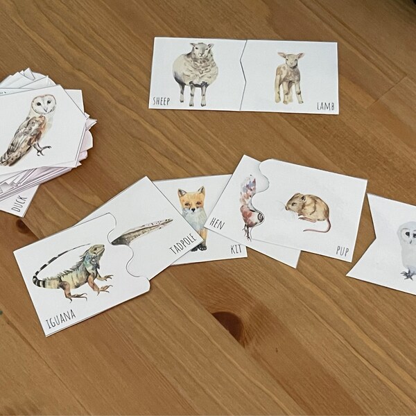 Mommy Baby Animal Match SPRING Self-correcting Montessori Puzzles ...