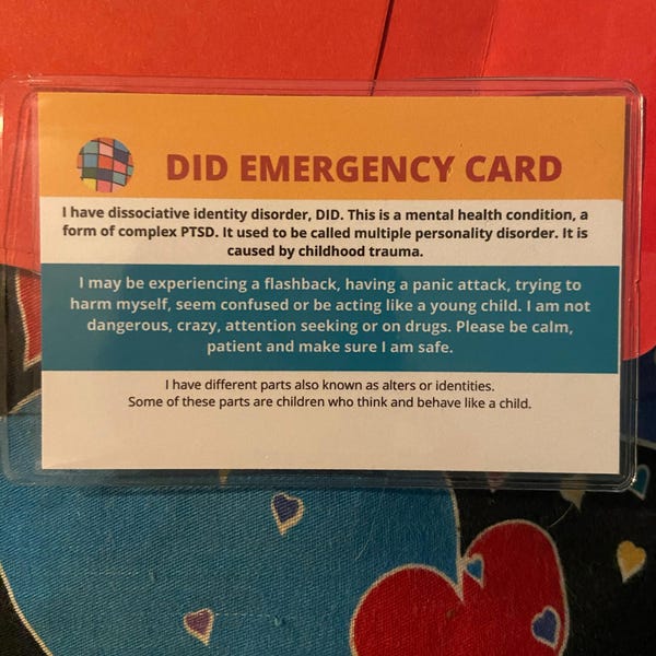 CPTSD Medical Card | Pack of Two | Crisis Card | Emergency | Depression ...