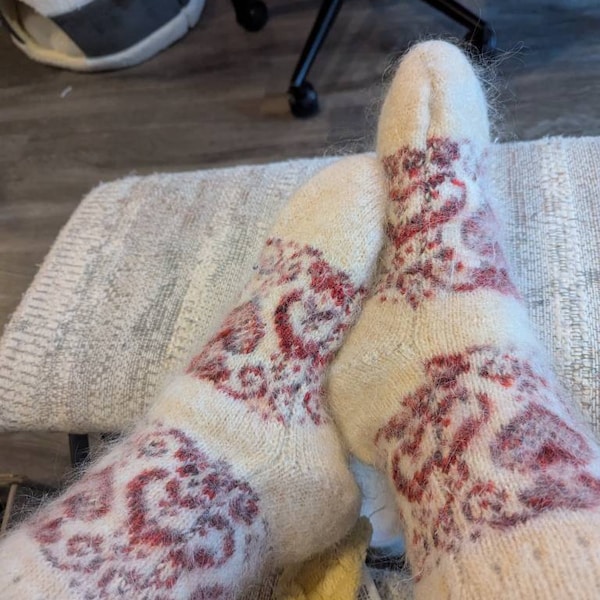 Natural Goat Wool Knee-high Socks, Knitted Warm Boot Socks, Fuzzy Comfy ...