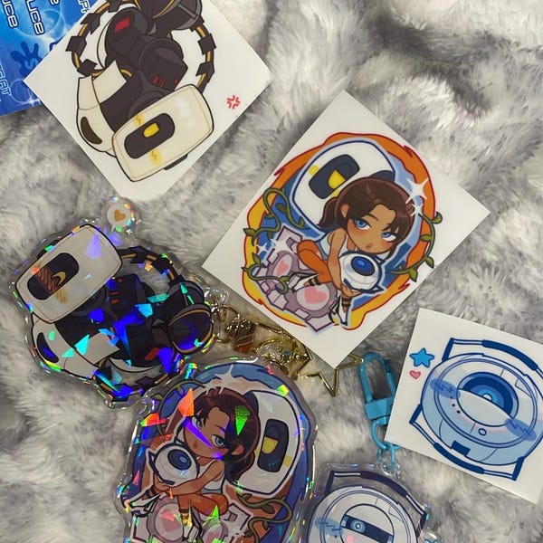 Portal 2 Glados Epoxy Glitter Keychain 2.5" Double Sided - Etsy