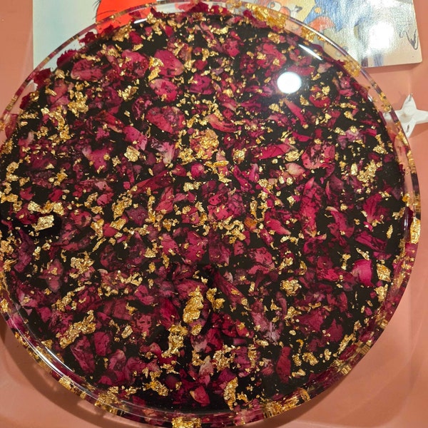 Trinket Box With Real Rose Petals and Gold Flakes, Jewelry Box, Gift ...