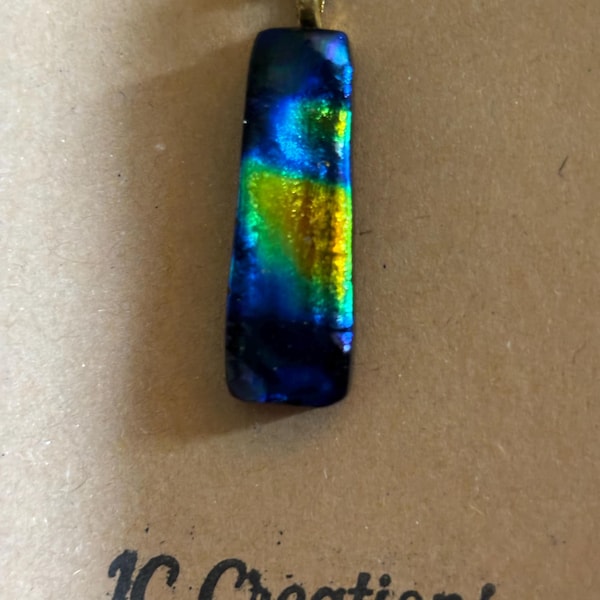 Dichroic Glass Pendant, Fused Glass Dichroic Boho Necklace, Fused ...